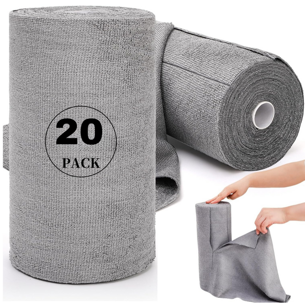 Kitchen Microfiber Cleaning Cloth Roll (20- Pack) 25 x 26 Cms – SHALVI MART